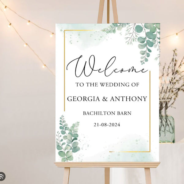 Deluxe Eucalyptus Wedding Welcome Sign – Dakota Gray Designs